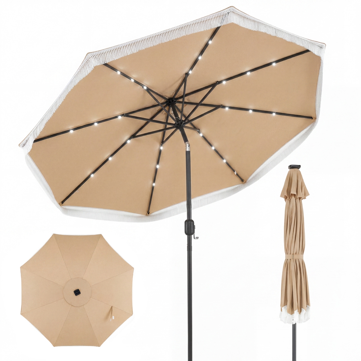 Click here for Gymax 9FT Solar Patio Umbrella w/24 Led Lights Fri... prices