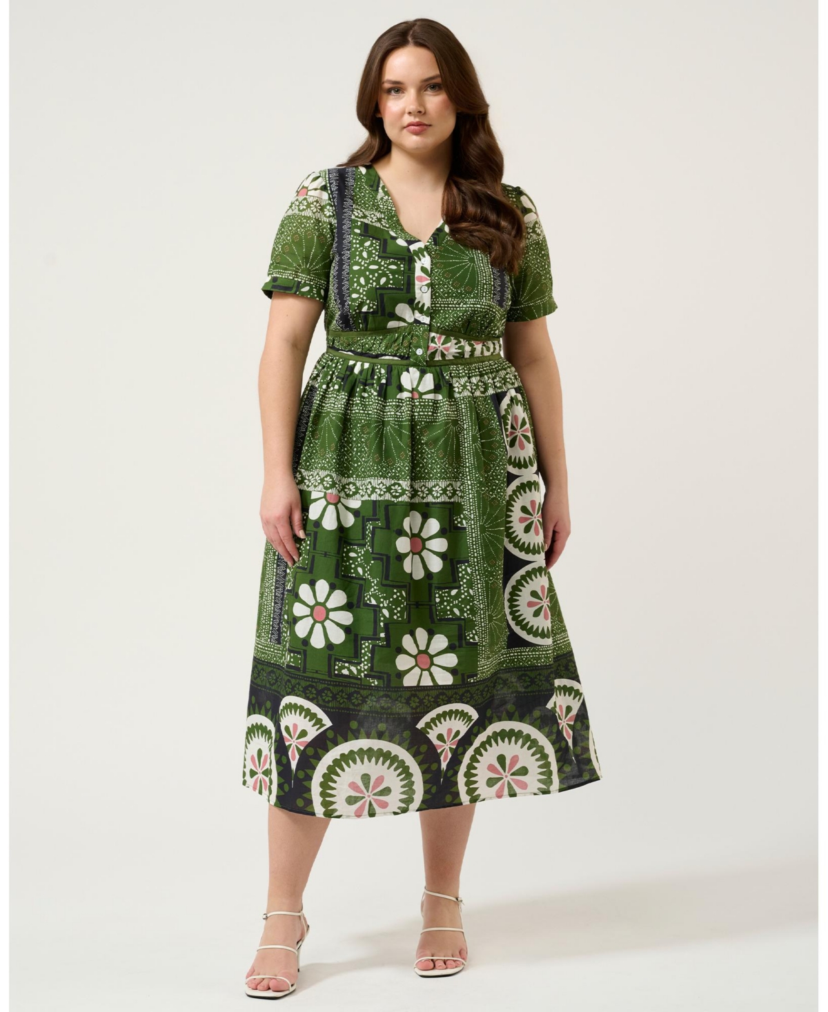 Click here for Estelle Ethereal Tile Print Dress - Green tile prices