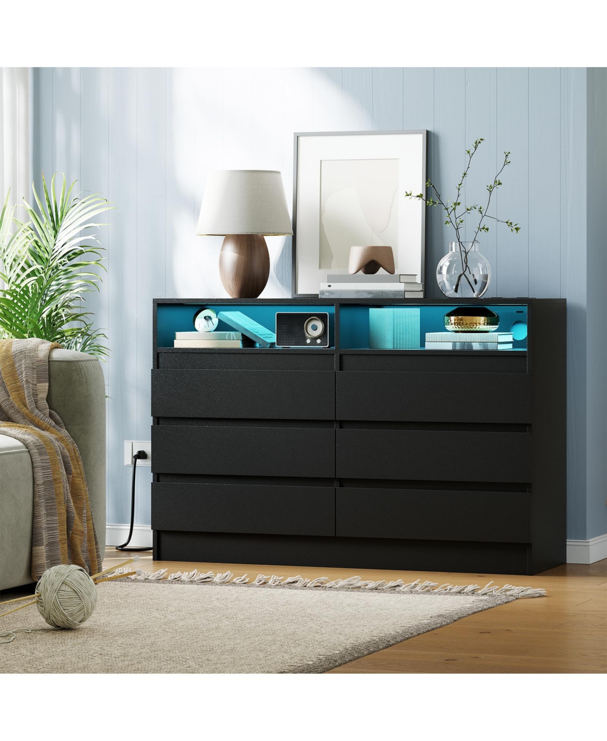Click here for homfan Modern 6-Drawer Dresser with Led Lights and... prices