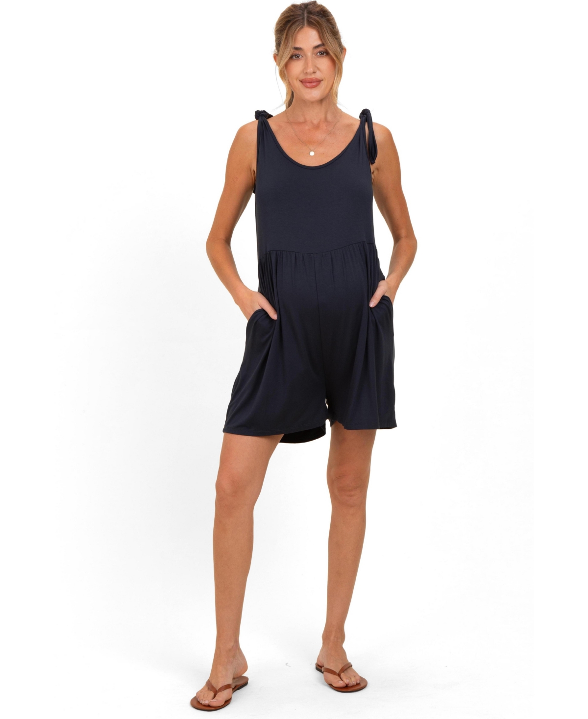 Click here for Pinkblush Womens Black Knot Strap Romper - Navy bl... prices