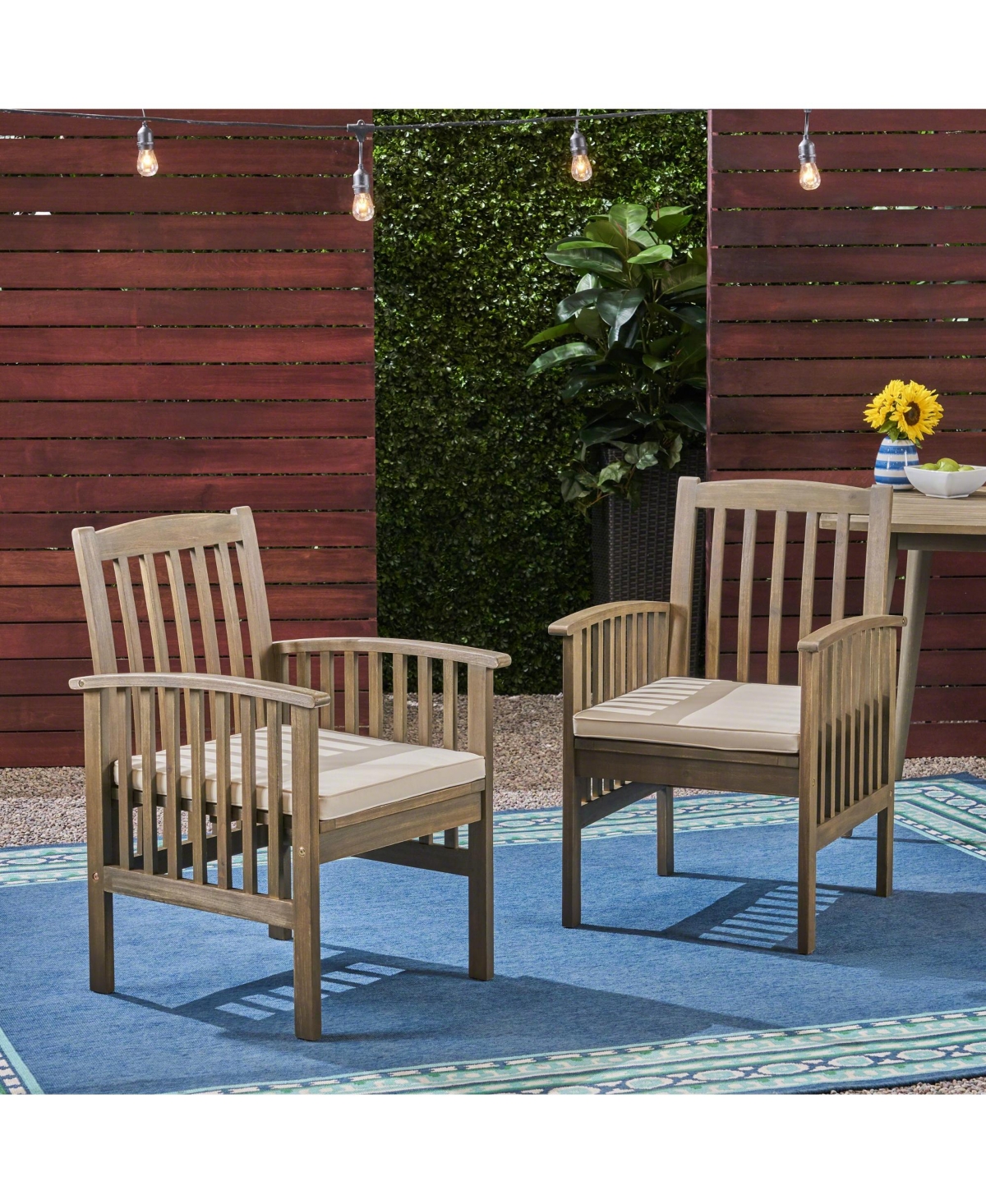 Click here for Clihome 2Pieces Acacia Wood Dining Chair with Cush... prices