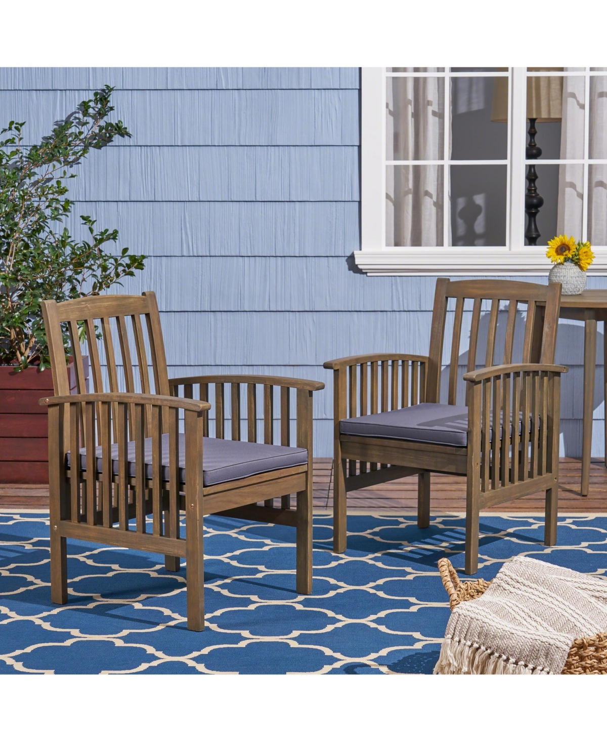 Click here for Clihome 2Pieces Acacia Wood Dining Chair with Cush... prices