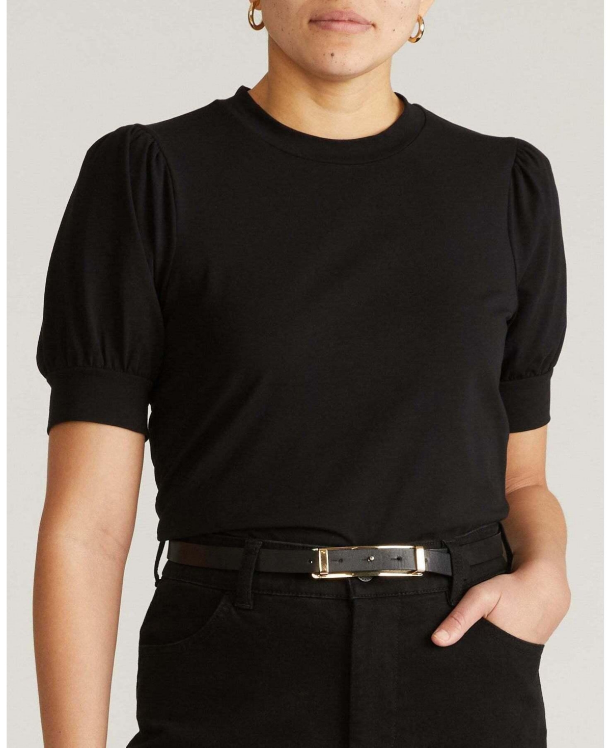 Click here for Universal Standard Plus Size Pouf Sleeve Tee - Bla... prices
