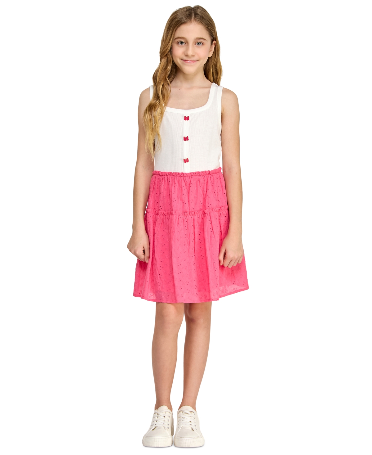Click here for As U Wish Girls 7-16 Sleeveless Dress - White/Pink prices