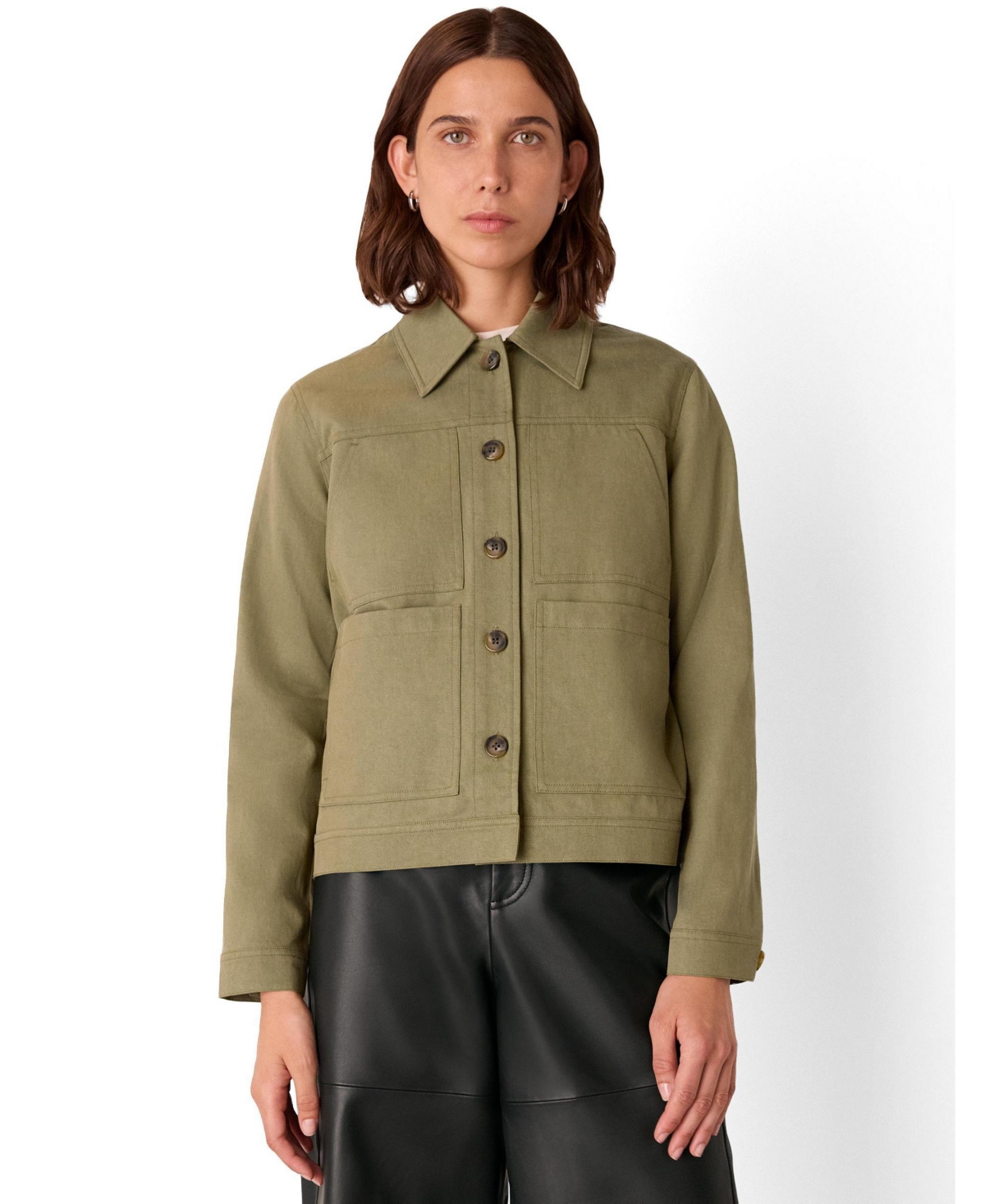 Click here for Whistles Womens Mia Pocket Detail Jacket - Khaki prices