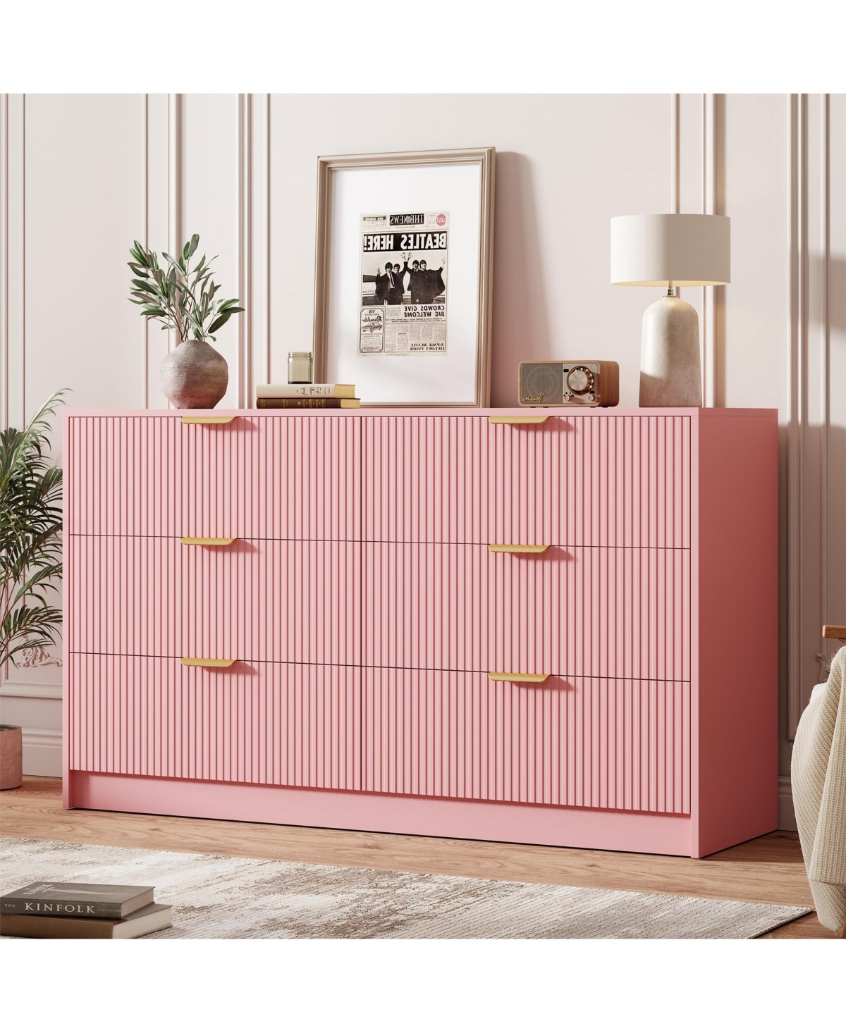 Click here for homfan 54 Fluted 6-Drawer Dresser with Handles  Mo... prices