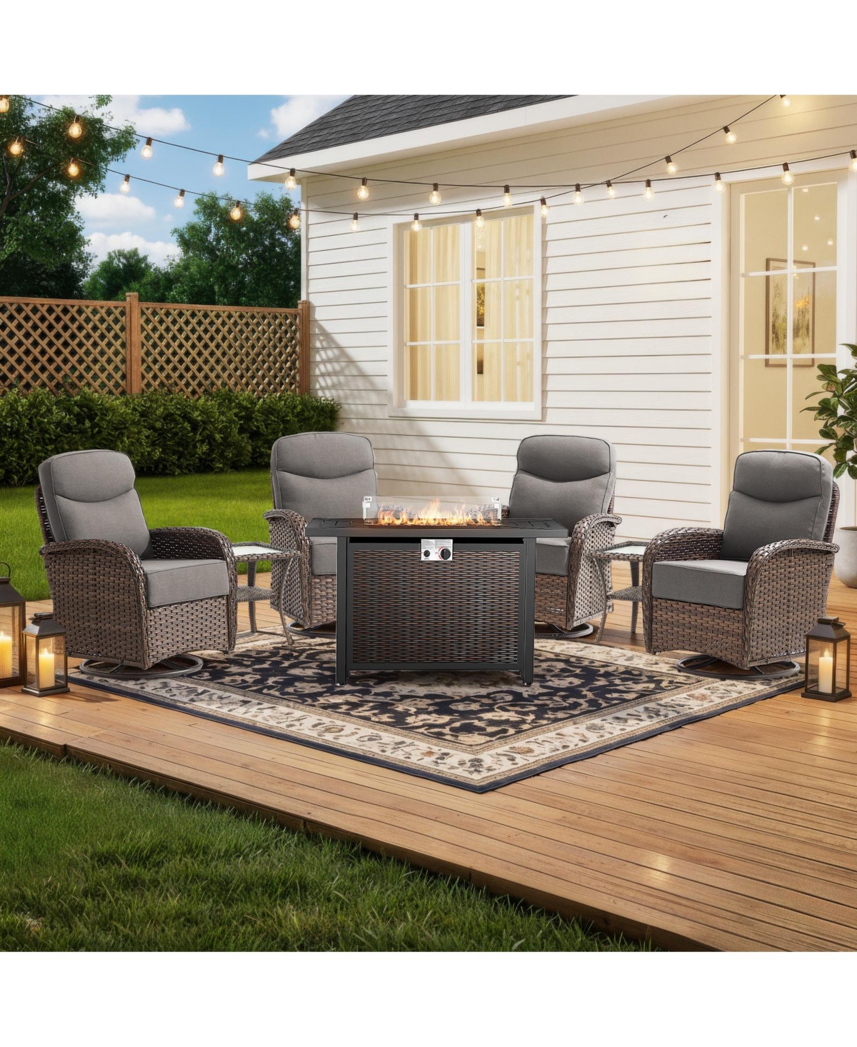 Click here for Pocassy 7Pcs Patio Rocking Swivel Chair with 50 00... prices