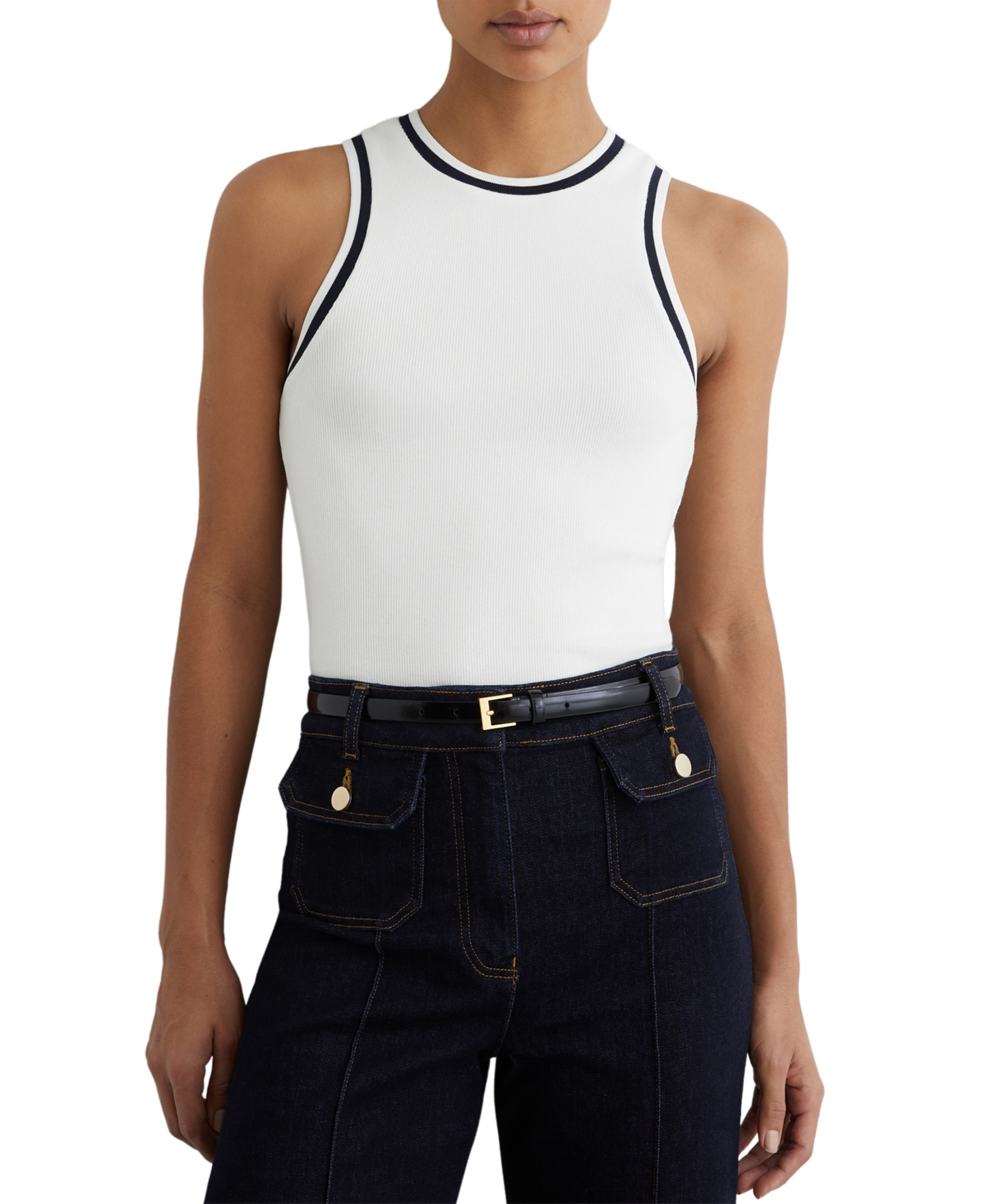 Click here for Reiss Womens Matilda Contrast Trim Vest - White Na... prices