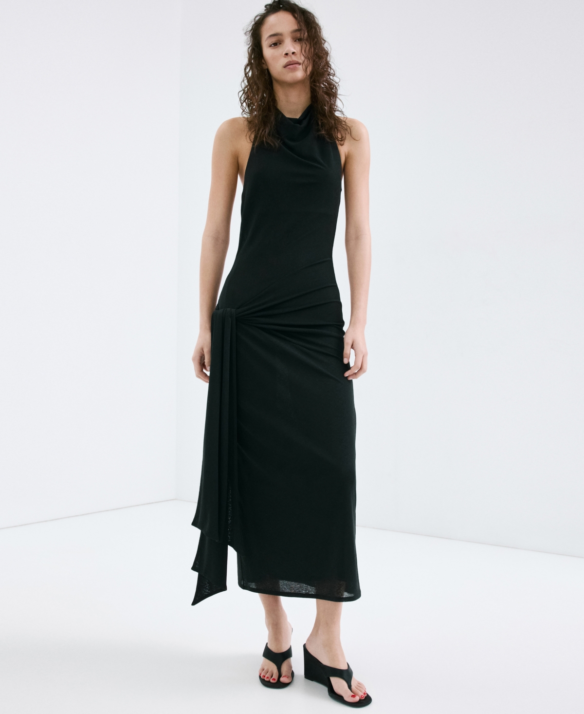 Click here for Mango Womens Bow Halter Dress - Black prices