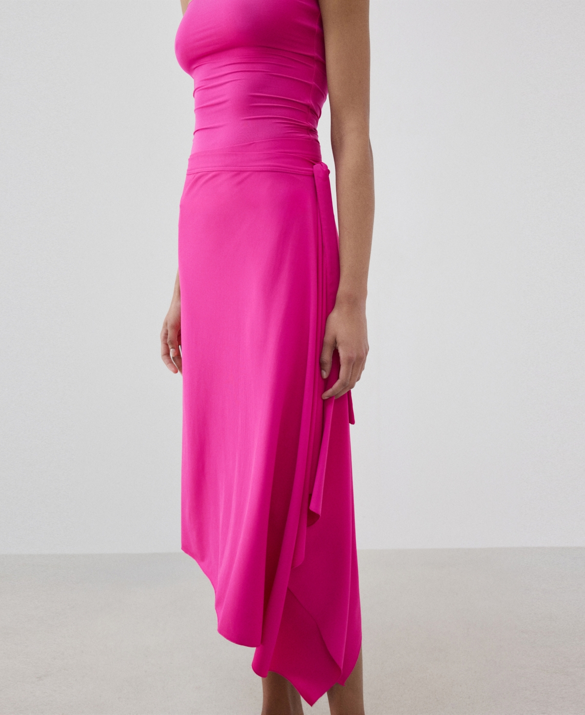 Click here for Mango Womens Asymmetric Midi Skirt - Fuchsia prices