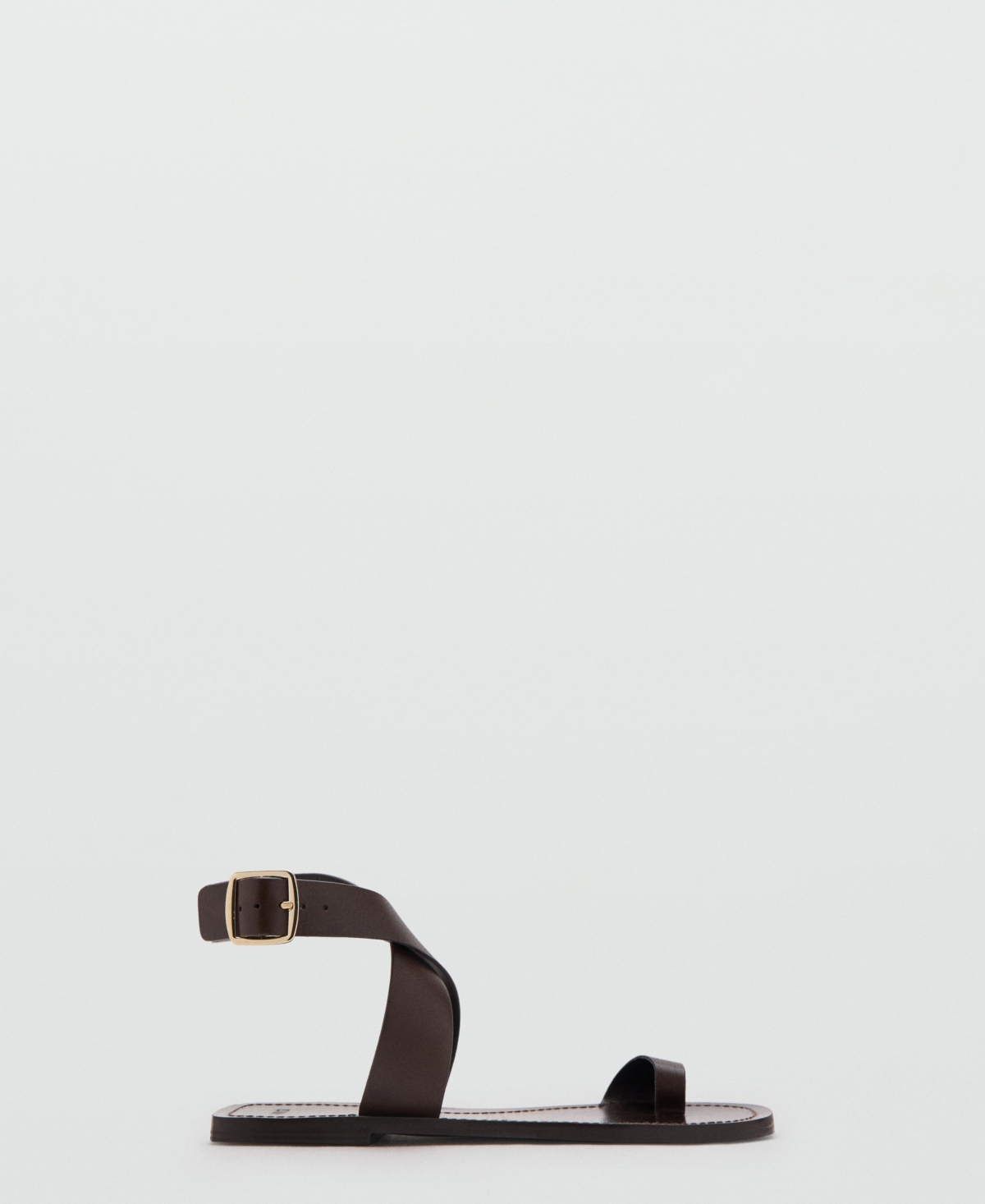 Click here for Mango Womens Flat Leather Sandals - Chocolate prices