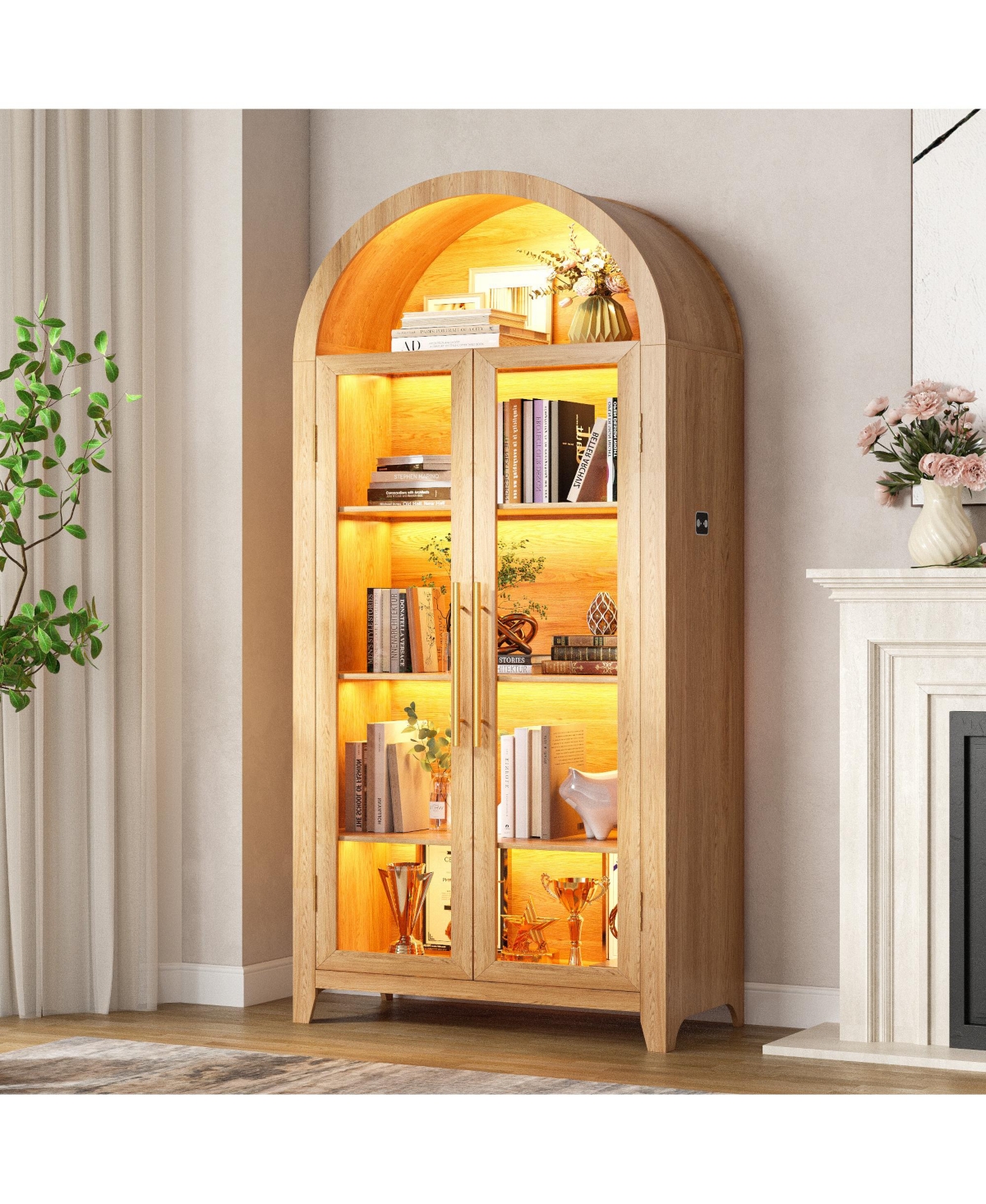 Click here for Vlsrka 71 Inch Arched Tall Cabinet with Led lights... prices