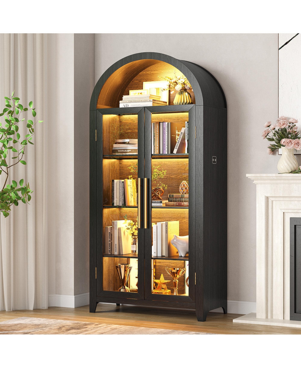 Click here for Vlsrka 71 Inch Arched Tall Cabinet with Led lights... prices