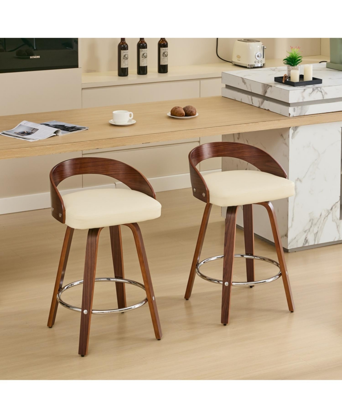 Click here for Rainsken Bar Stools Set of 2  with Pu Upholstered... prices