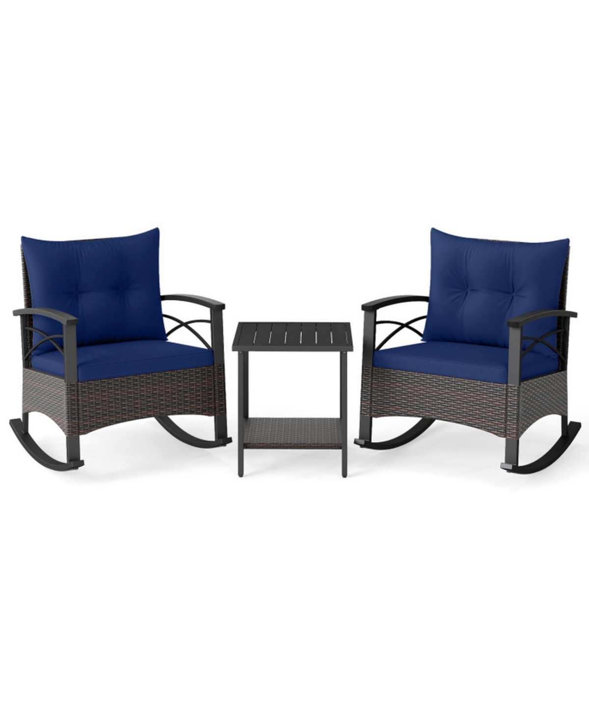 Click here for Gouun 3-Piece Pe Rattan Rocking Bistro Set with Ac... prices