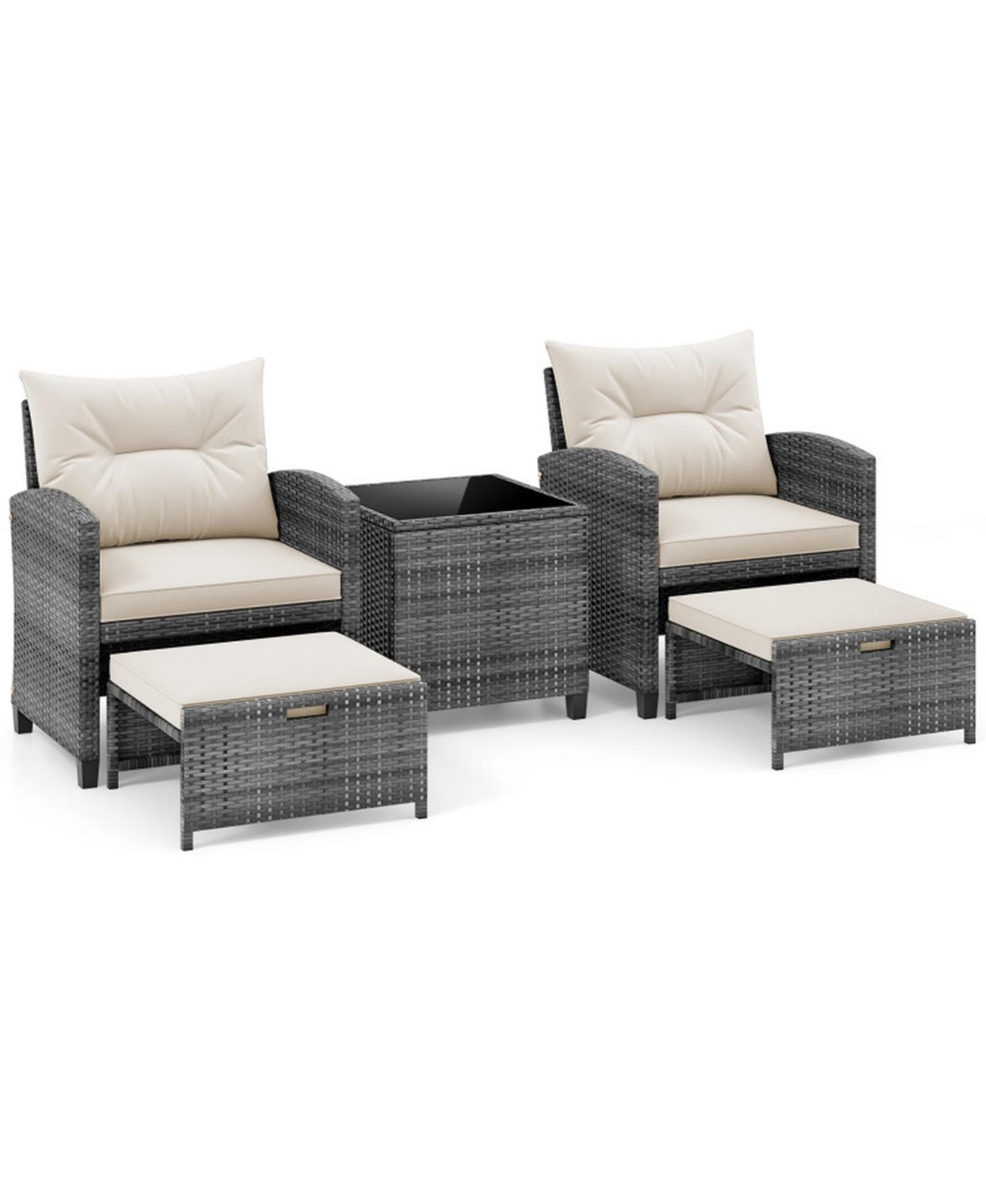 Click here for Gouun 5-Piece Wicker Patio Set with Ottomans and G... prices