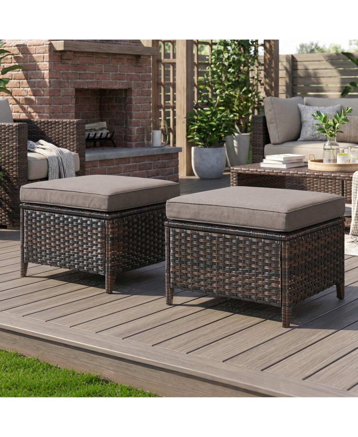 Click here for Pocassy 2 Pieces Outdoor Patio Ottoman  All Weathe... prices
