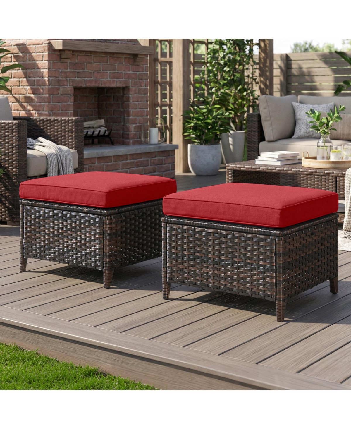 Click here for Pocassy 2 Pieces Outdoor Patio Ottoman  All Weathe... prices
