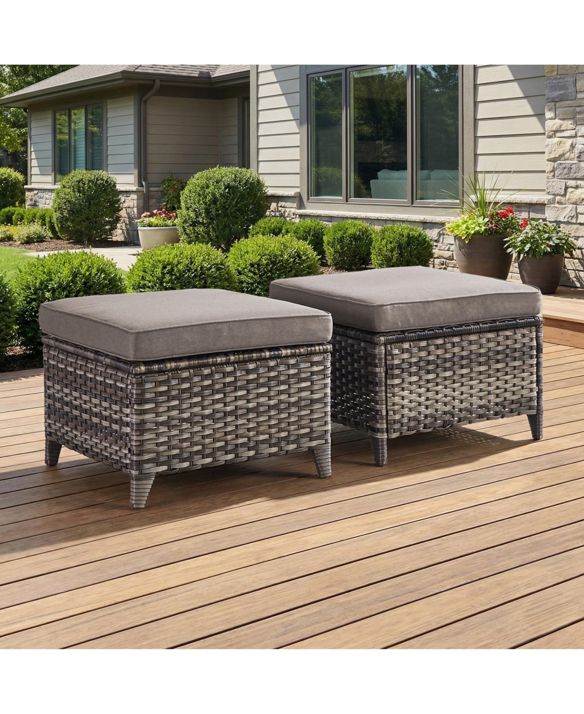Click here for Pocassy 2 Pieces Outdoor Patio Ottoman  All Weathe... prices