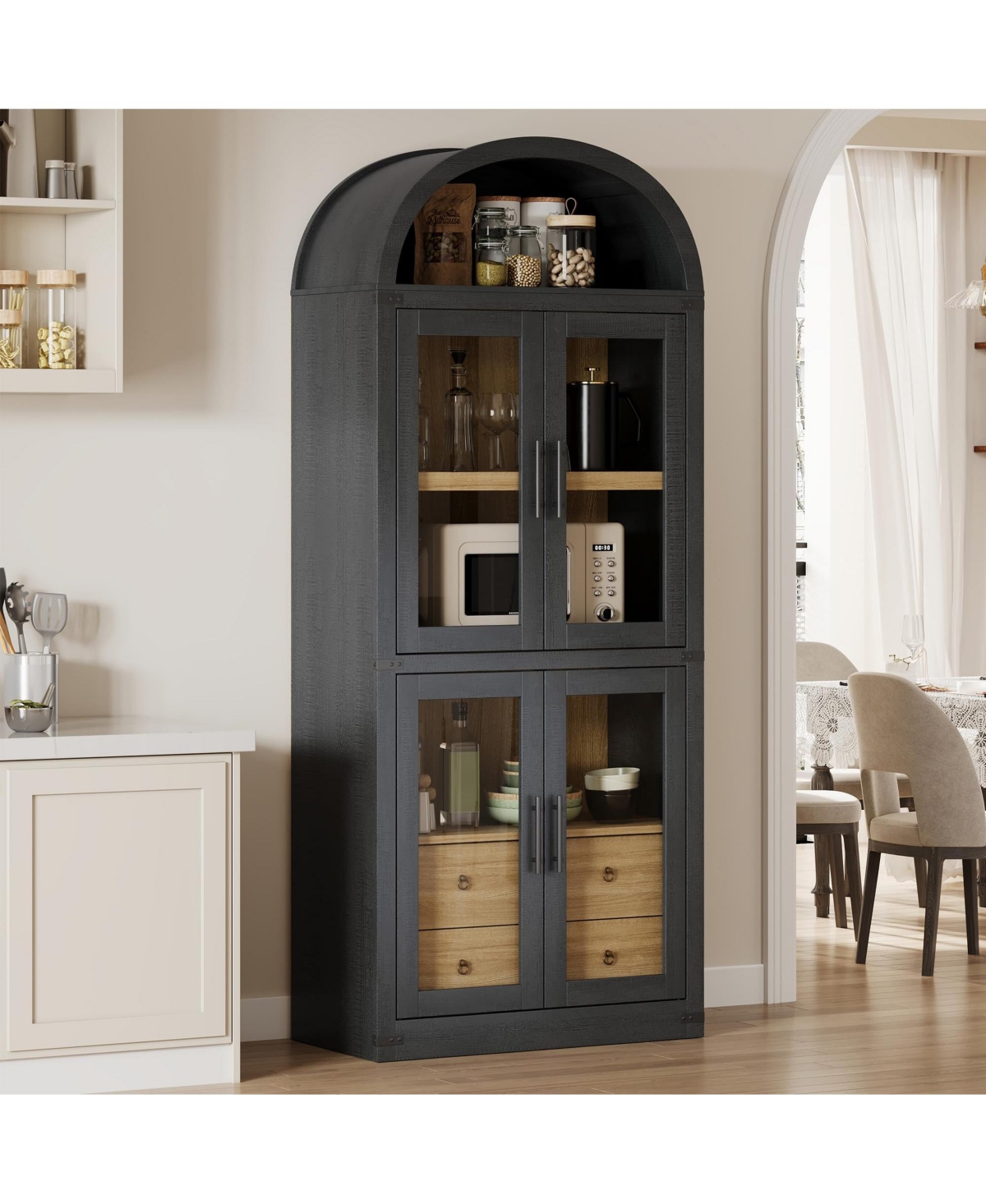 Click here for gaomon 71.7 Inch Tall Arched Bookcase  Glass Door... prices