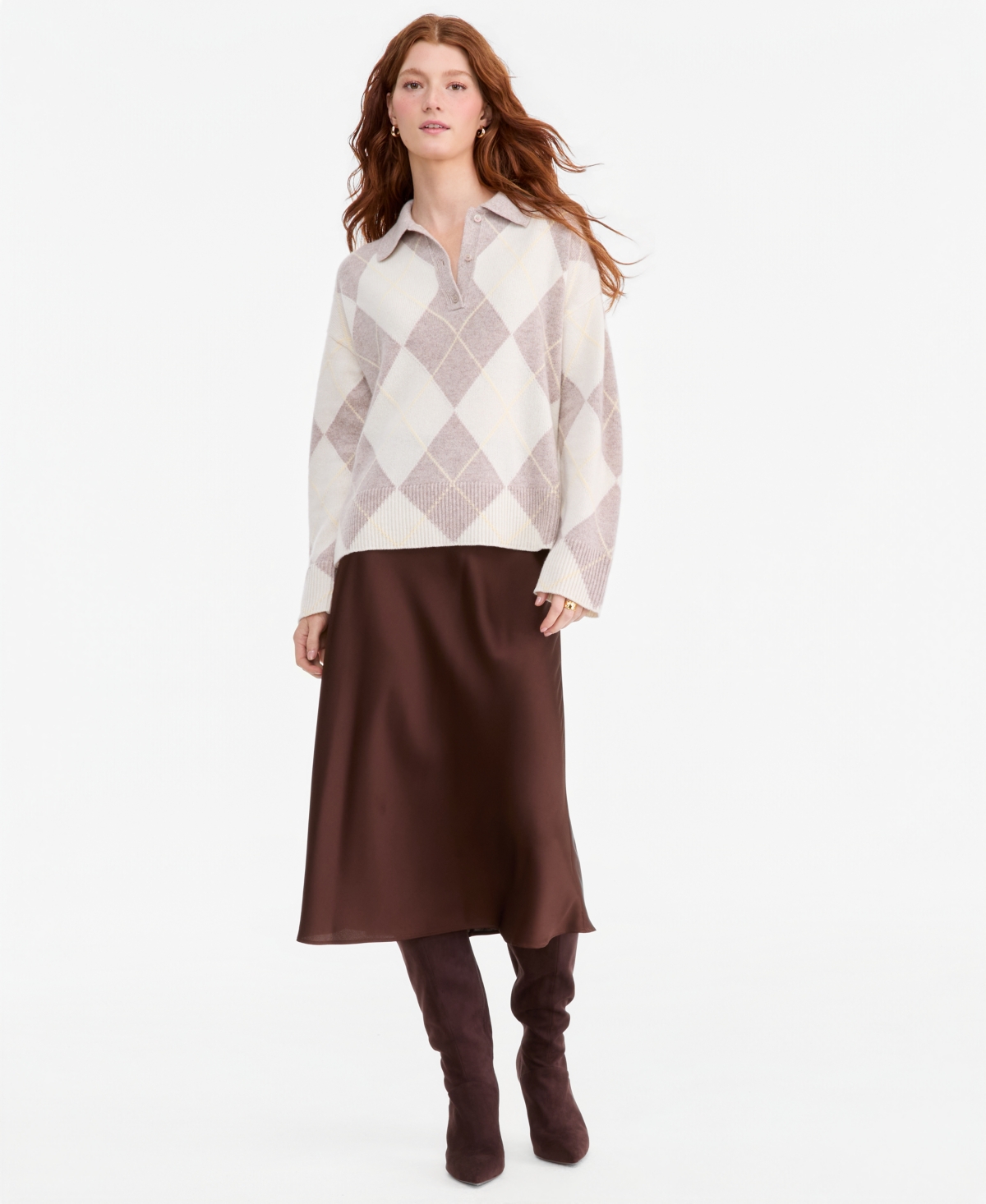 Click here for Charter Club Womens Argyle Oversized-Collar 100 Ca... prices