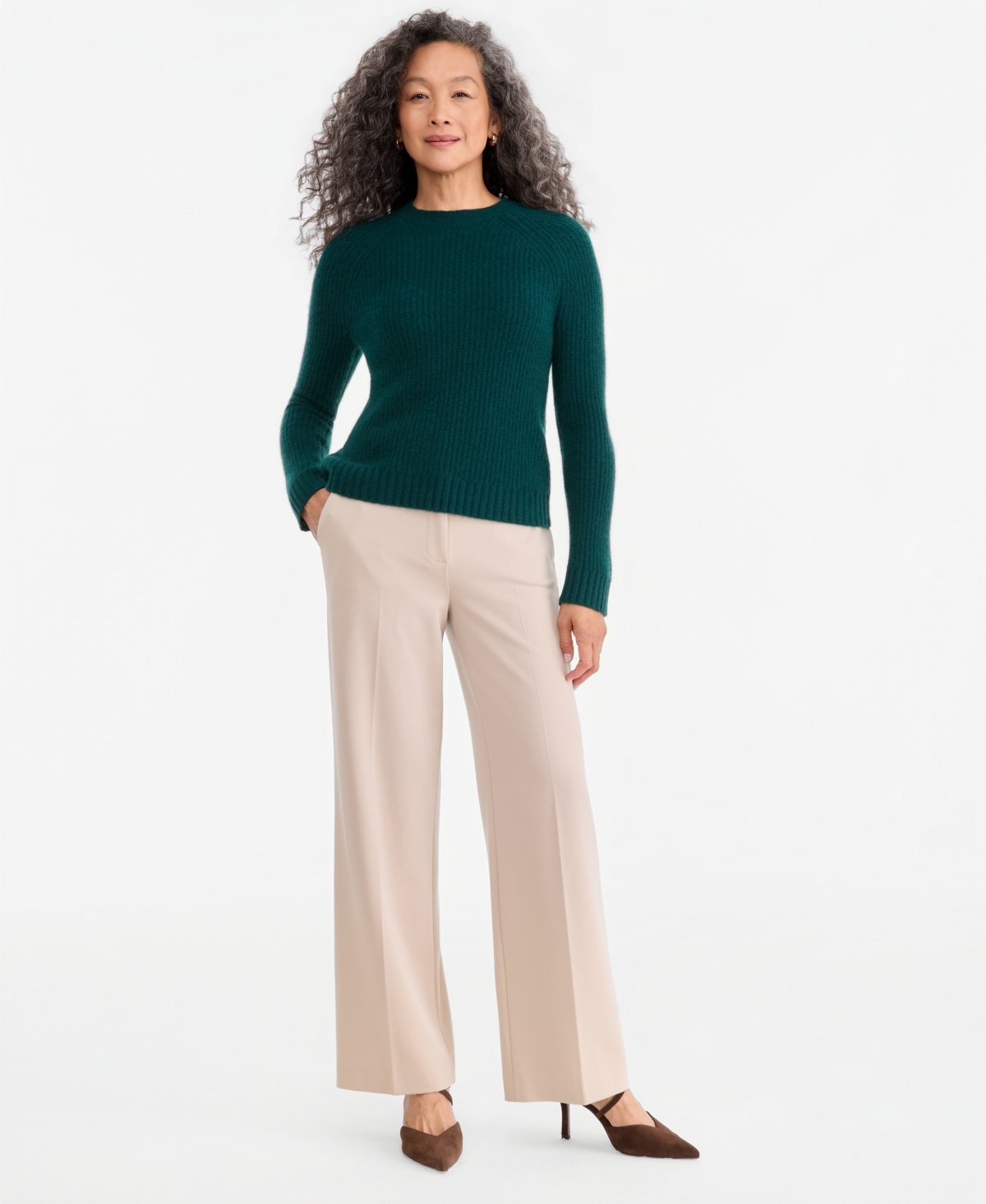 Click here for Charter Club Womens 100 Cashmere Shaker Stitch Cre... prices