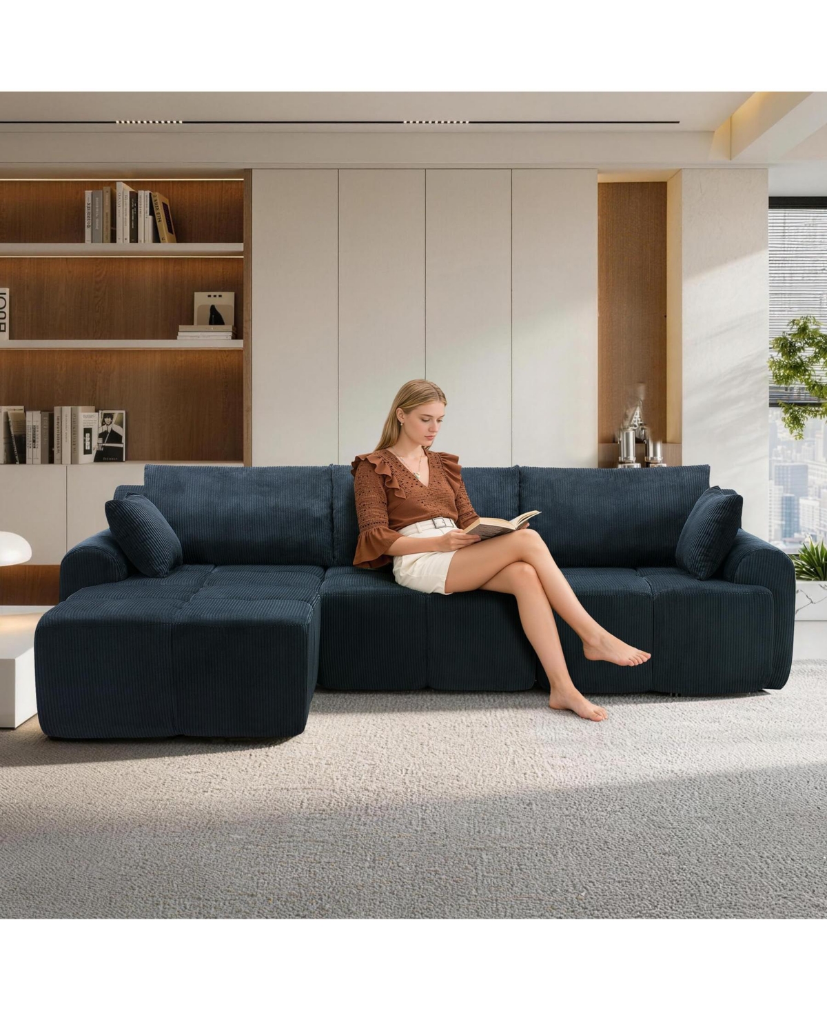 Click here for homfan Modular Sectional Sofa - Corduroy Sponge Co... prices