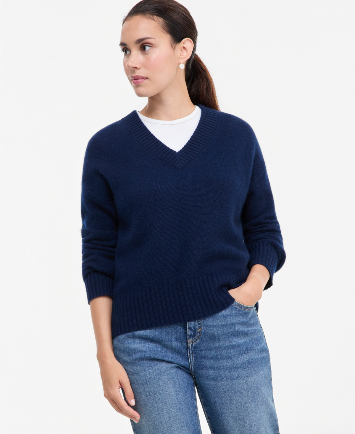 Click here for Petite Cashmere V-Neck Relaxed Pullover  Created f... prices