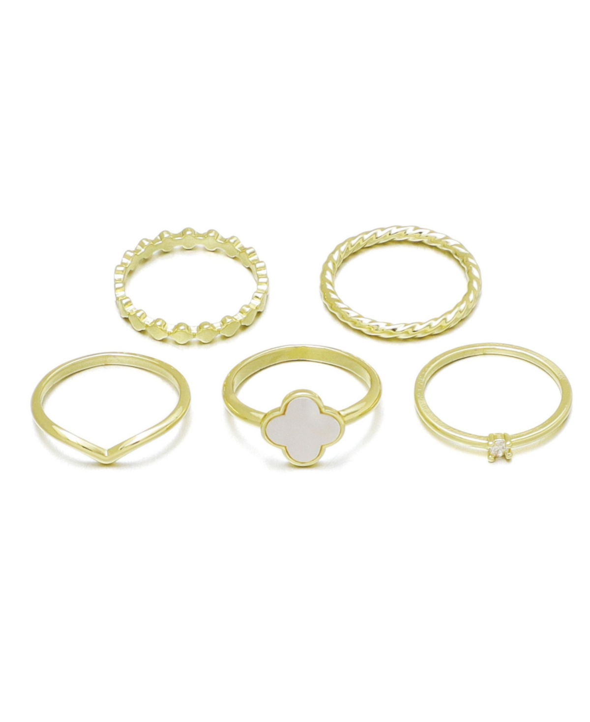 Click here for Adornia 14k Gold-Plated Clover Ring 5-Piece Set -... prices