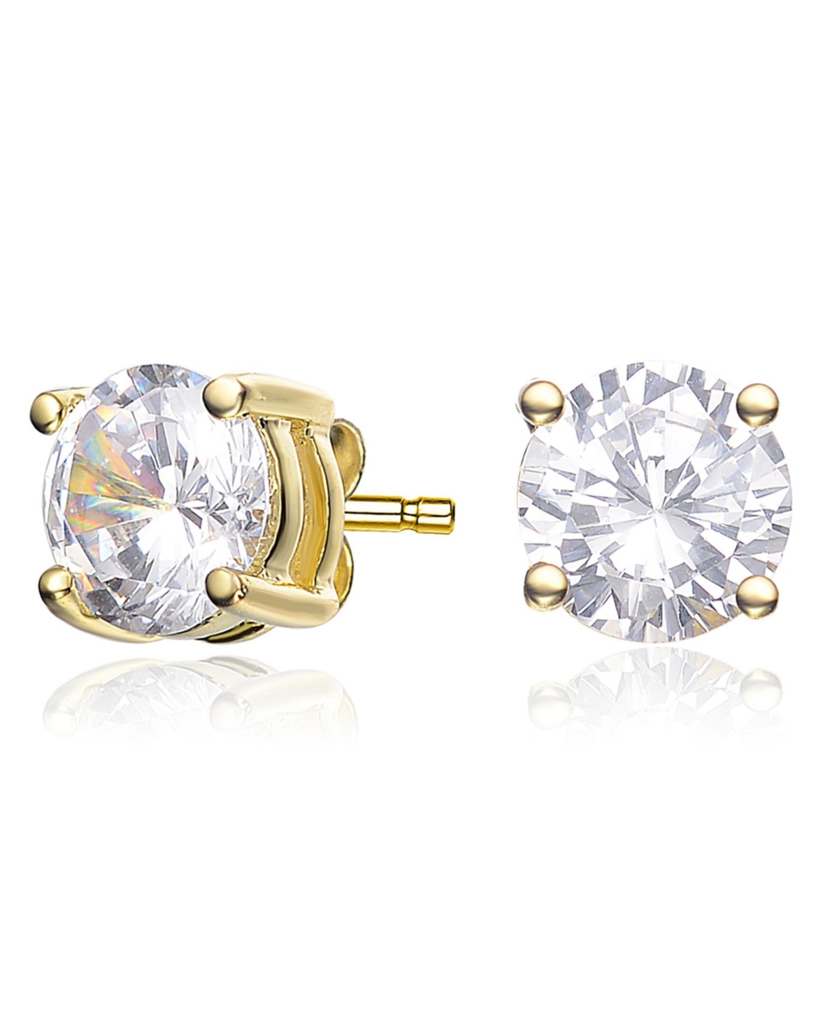 Click here for Genevive Dainty 14K Gold Plated 8MM Round Cz Prong... prices