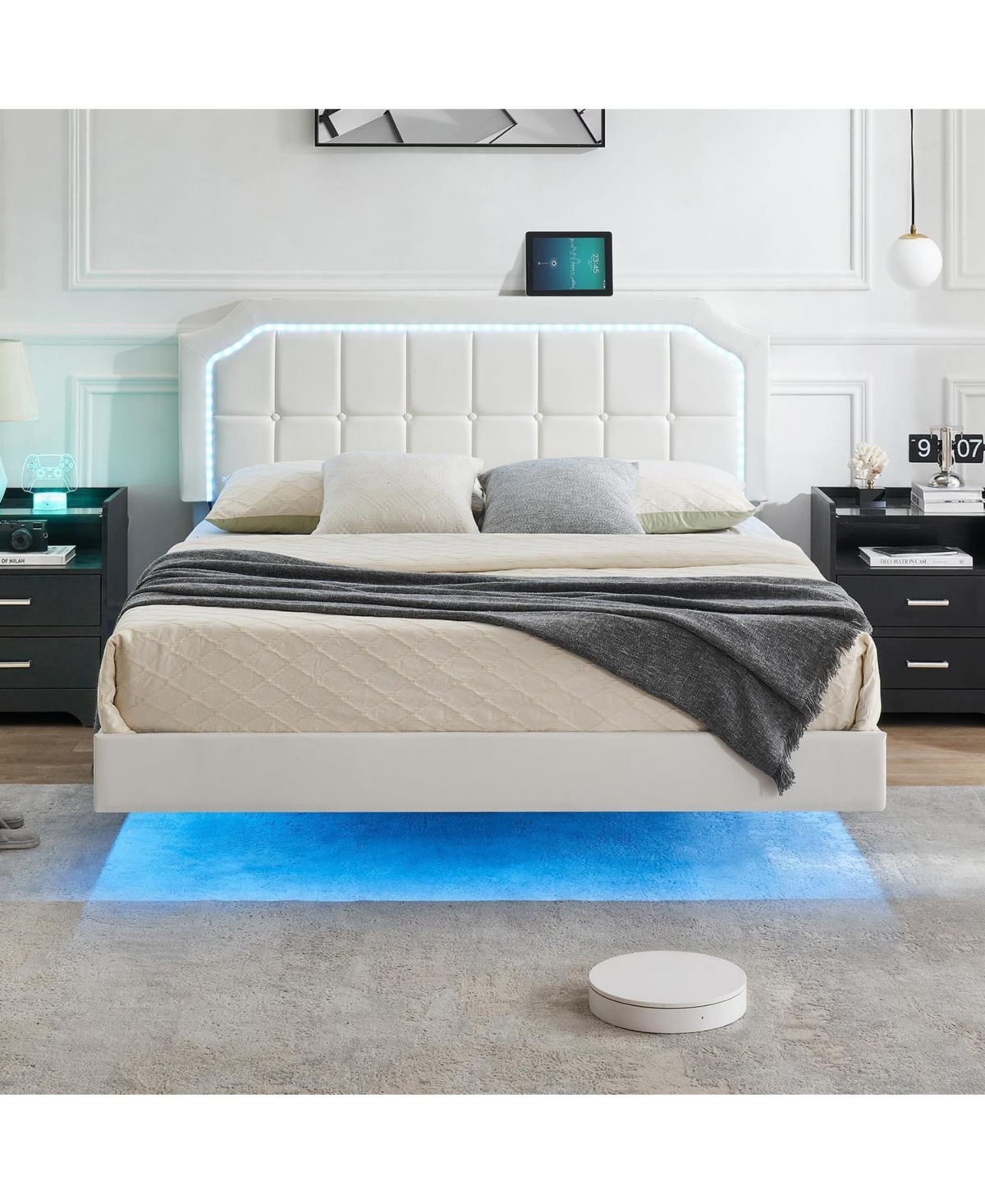 Click here for homfan Floating Metal Bed Frame with Headboard  Wr... prices