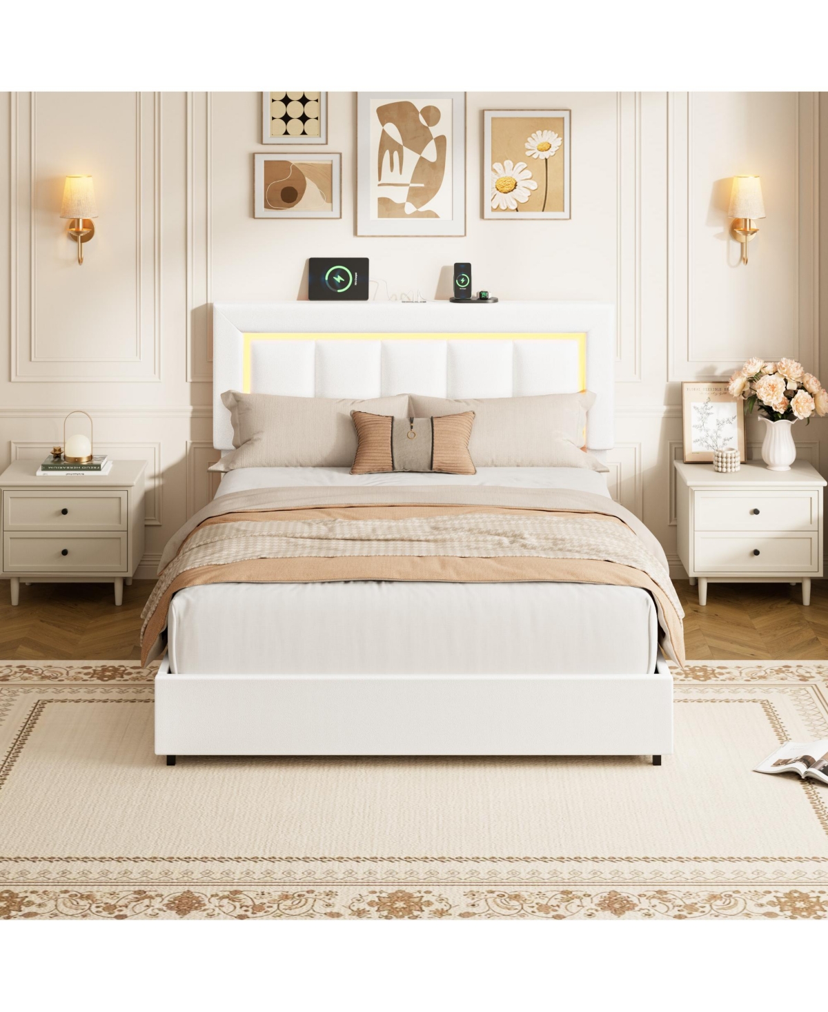 Click here for gaomon Bed Frame with 4 Drawers  Pu Leather Platfo... prices