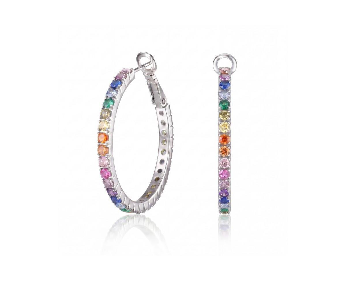 Click here for Rachel Glauber Chic White Gold Plated Cz Hinge Hoo... prices