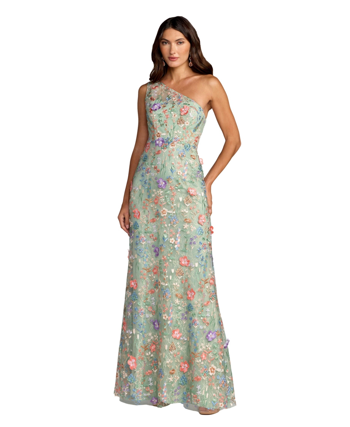 Click here for Mac Duggal Womens One Shoulder Lace Embroidered Go... prices