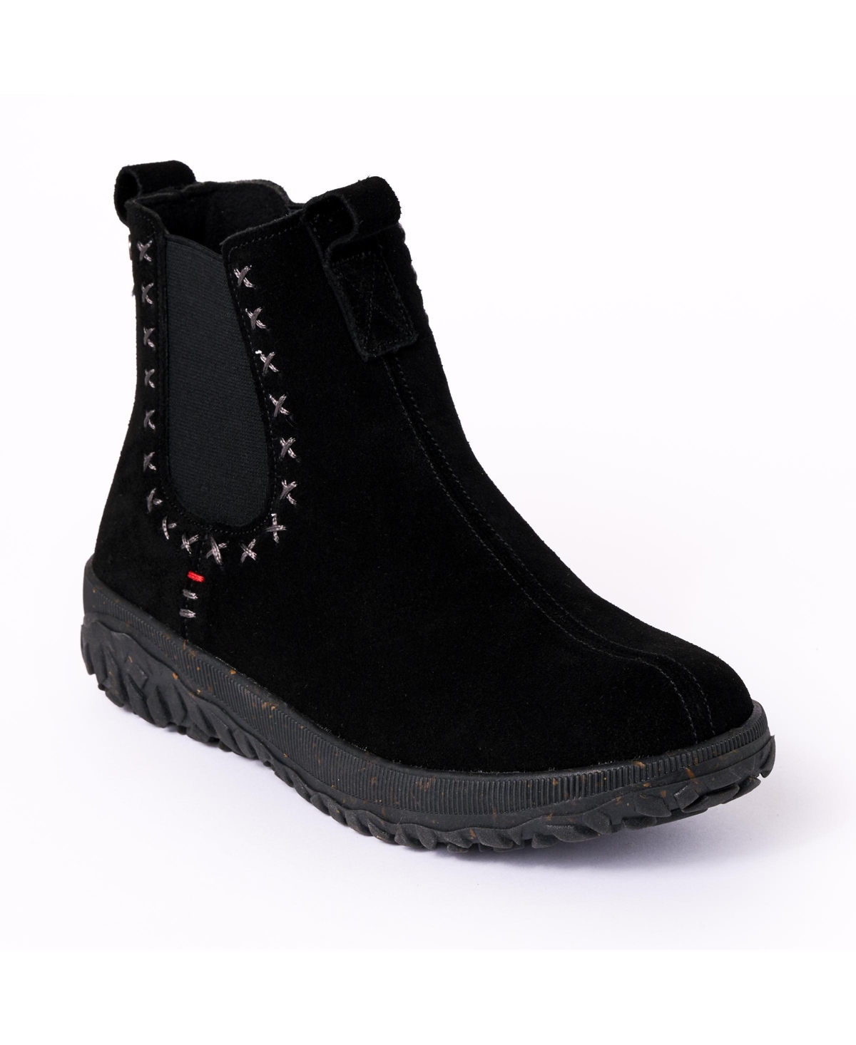 Click here for Minnetonka Womens Suede Chelsea Tread Boots - Blac... prices