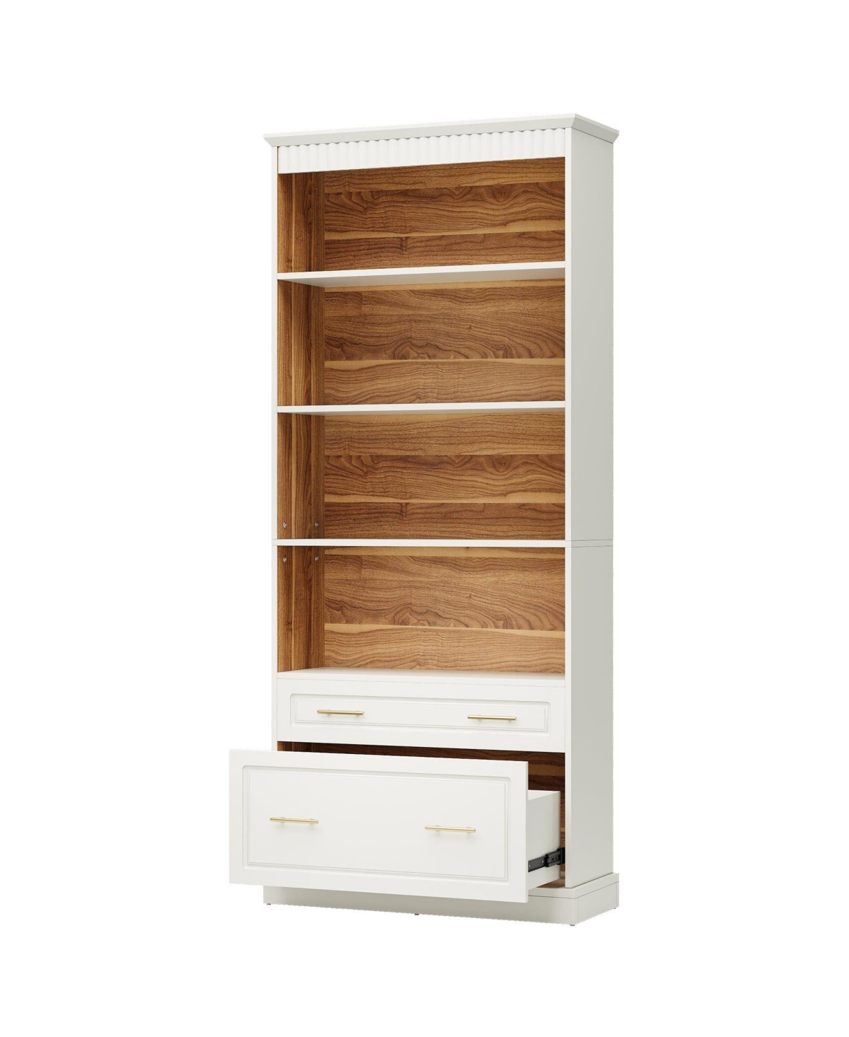 Click here for Slickblue Modern 5 Shelf Bookcase with Drawers for... prices