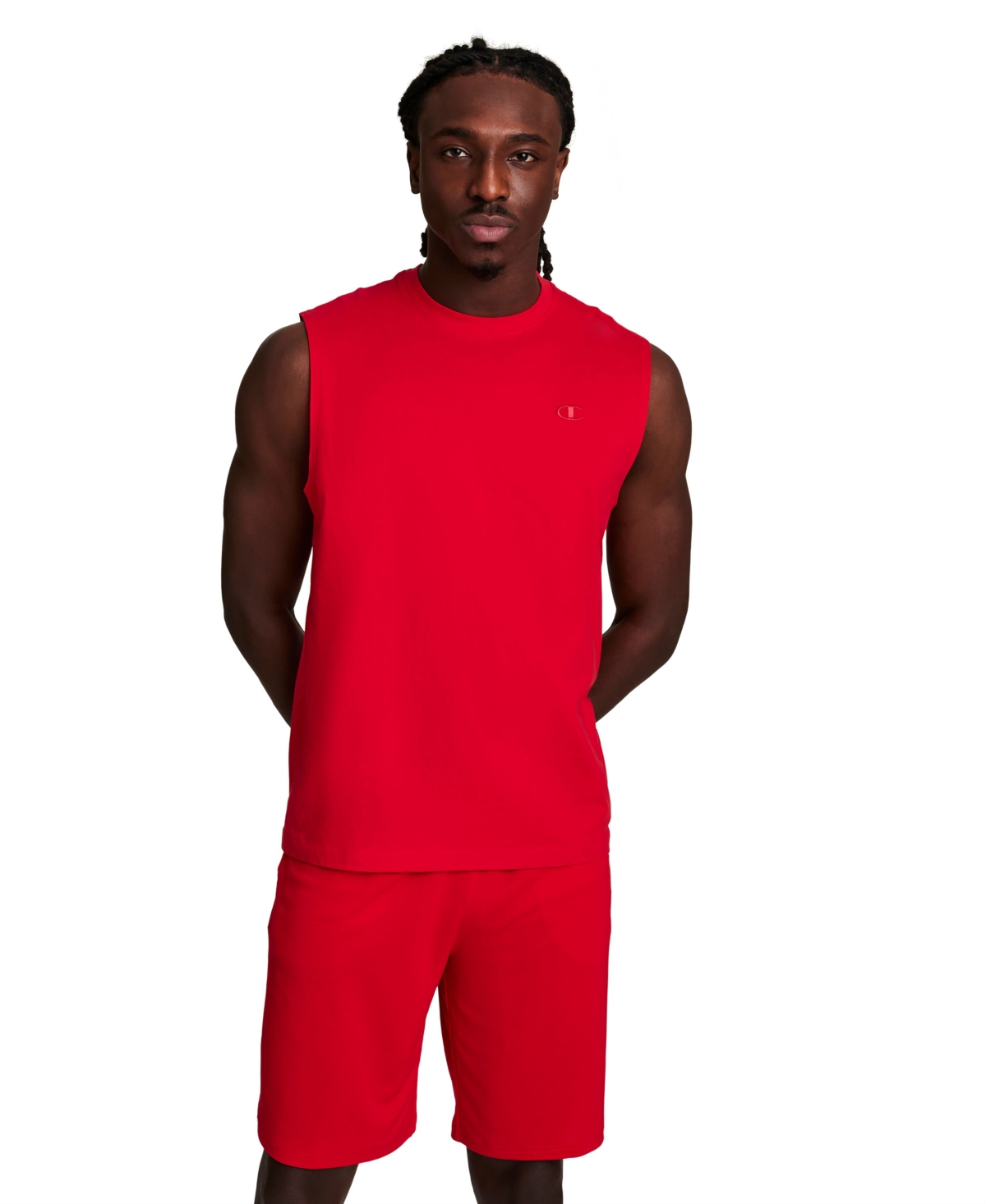 Click here for Champion Mens Jersey Muscle Tank - Tango Red prices