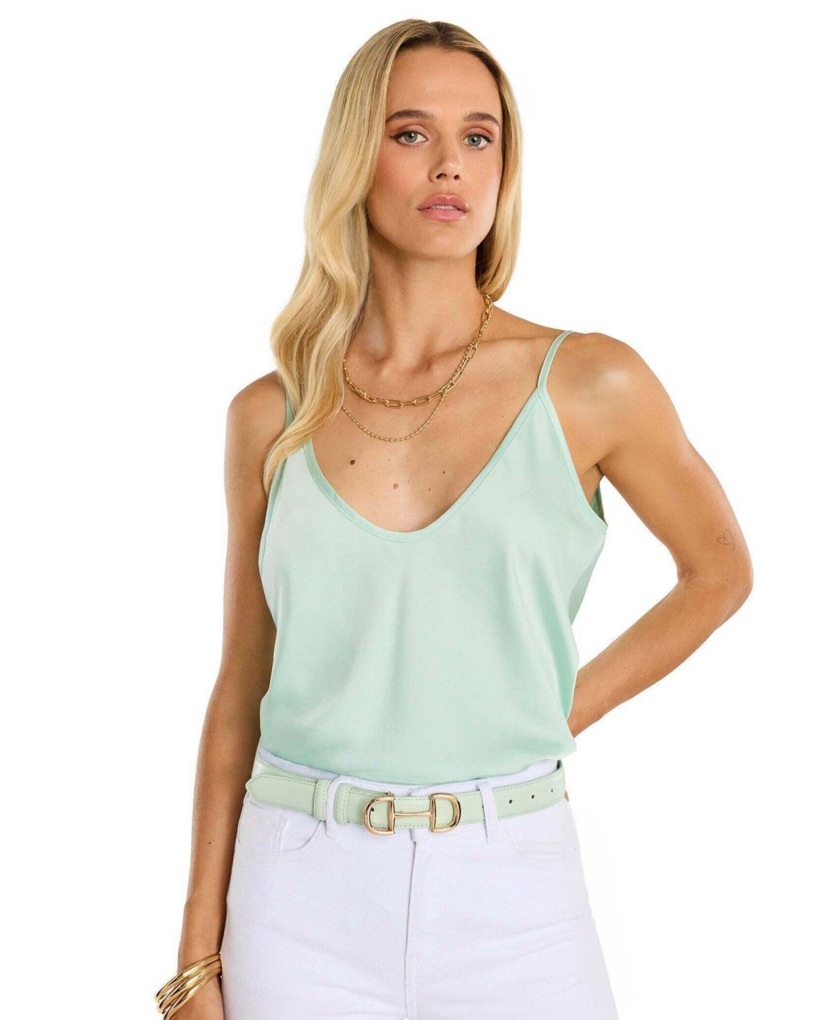 Click here for The Noli Shop Womens Yara Silk Camisole - Mint prices
