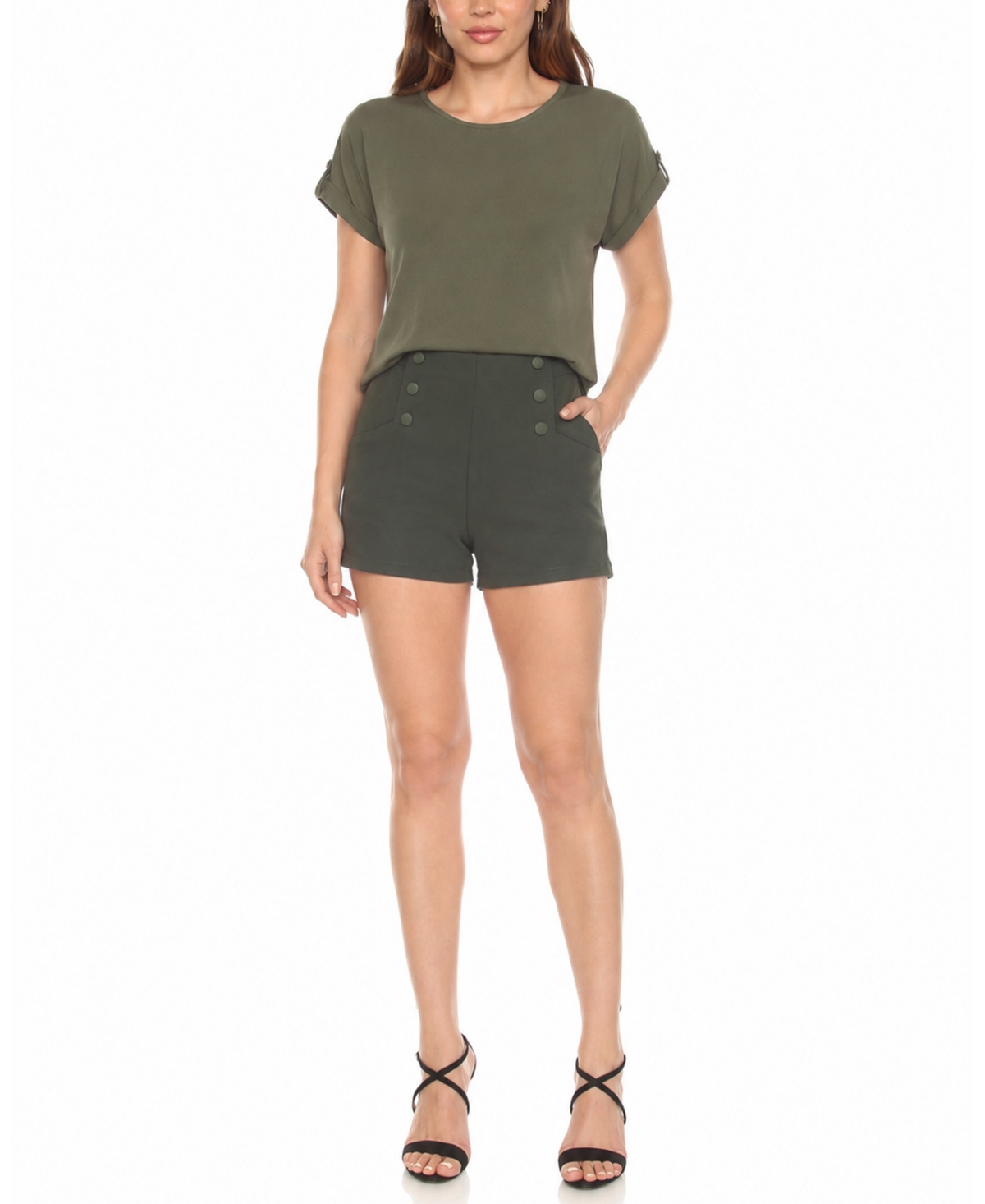 Click here for White Mark Womens Dolman Top and Shorts Set - Oliv... prices