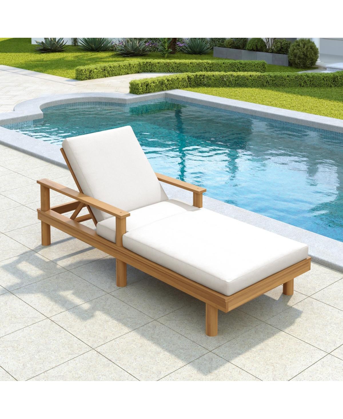 Click here for Asagikoiai 5-Position Solid Wood Outdoor Chaise Lo... prices