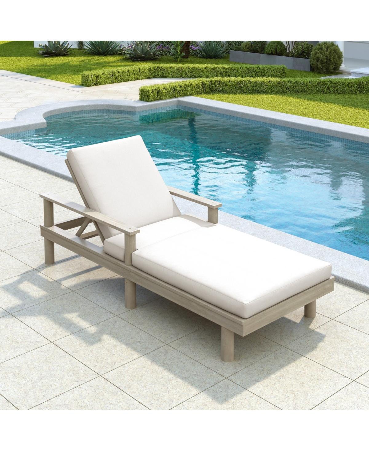 Click here for Asagikoiai 5-Position Solid Wood Outdoor Chaise Lo... prices