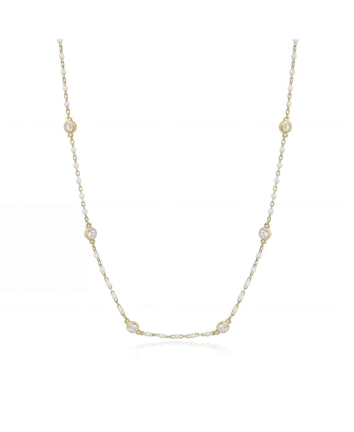 Click here for The Lovery White Enamel Bead Cz Chain Necklace 14K... prices