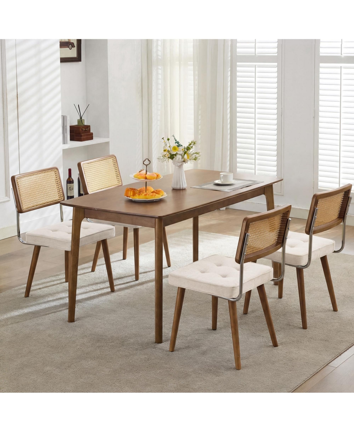 Click here for homfan Set of 4/6 Dining Chairs  Linen Upholstered... prices