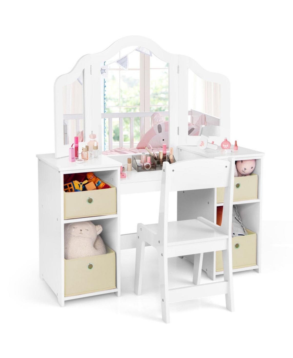 Click here for Gouun Kids Vanity Table and Chair Set with 3 Remov... prices