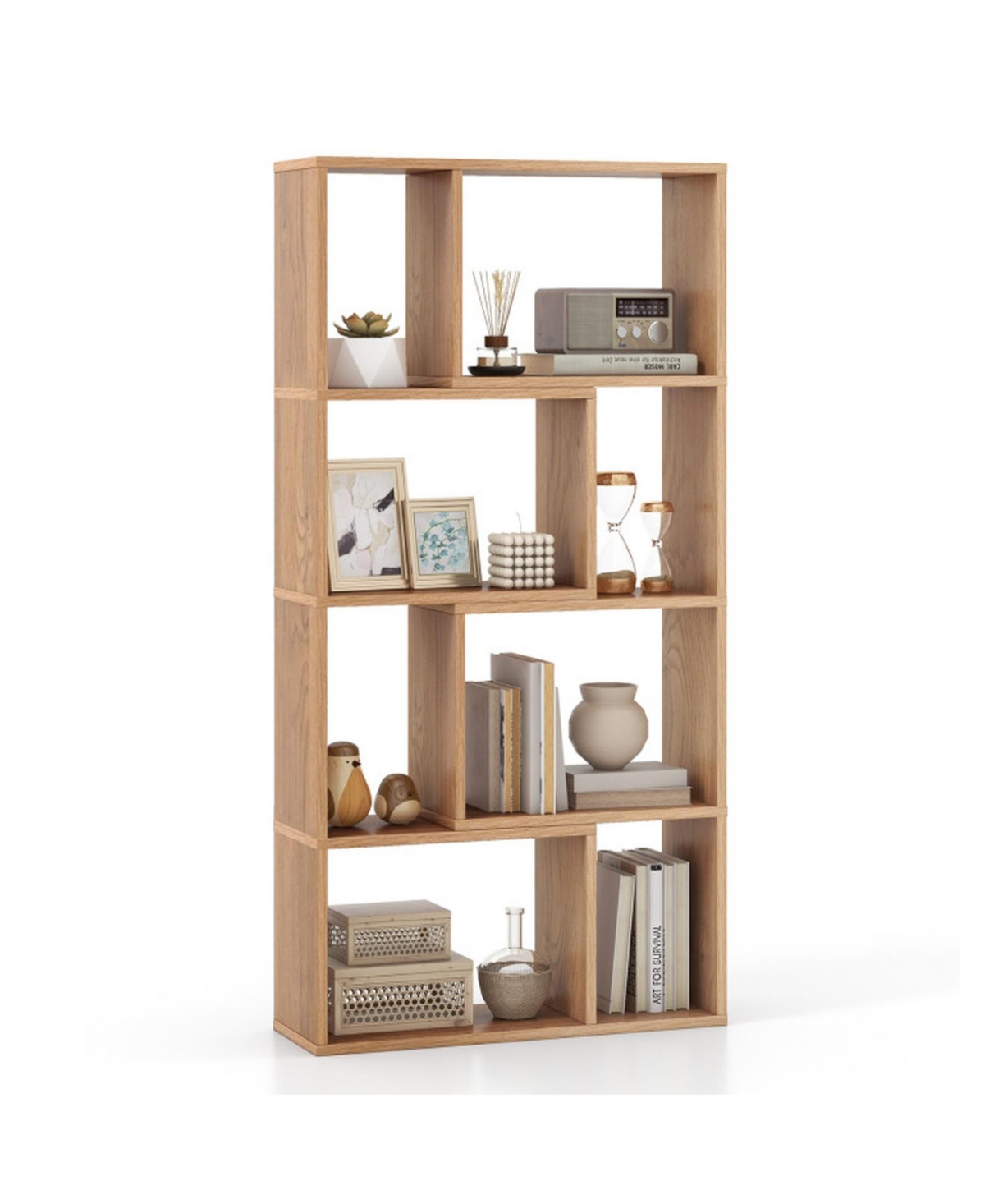 Click here for Gouun 48-Inch 4-Tier Geometric Bookshelf with 8 Op... prices