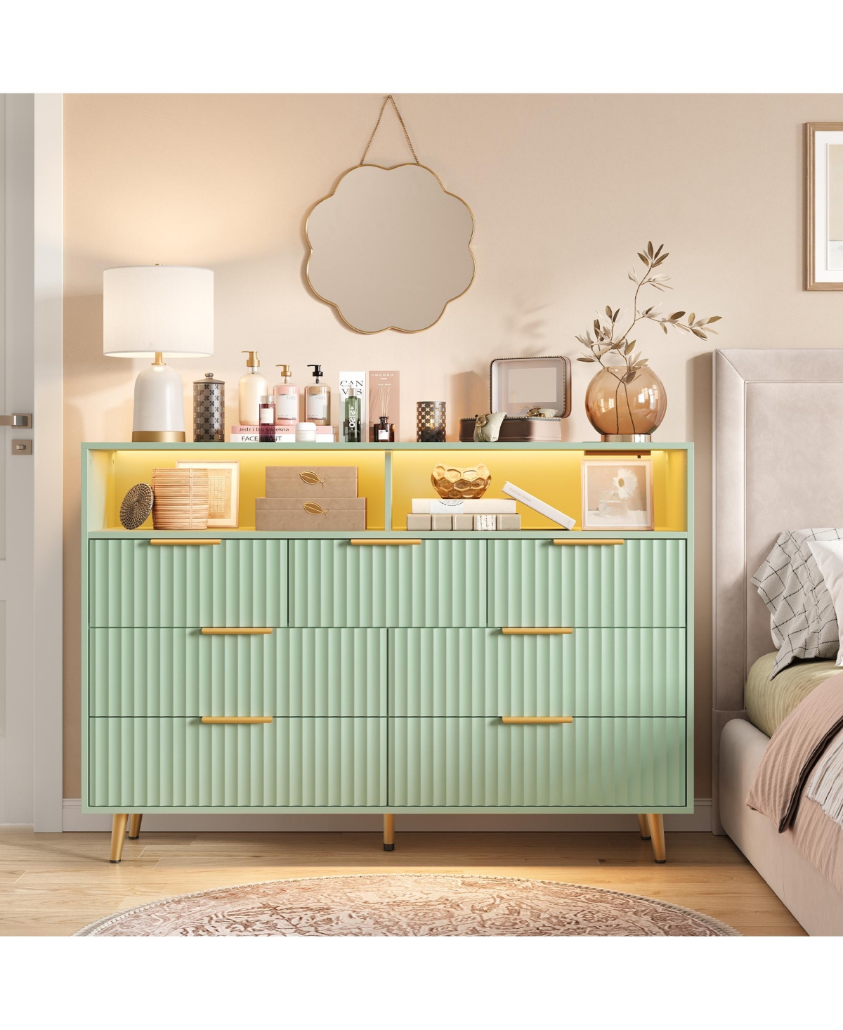 Click here for homfan 7 Drawer Fluted Dresser for Bedroom  53.9 W... prices
