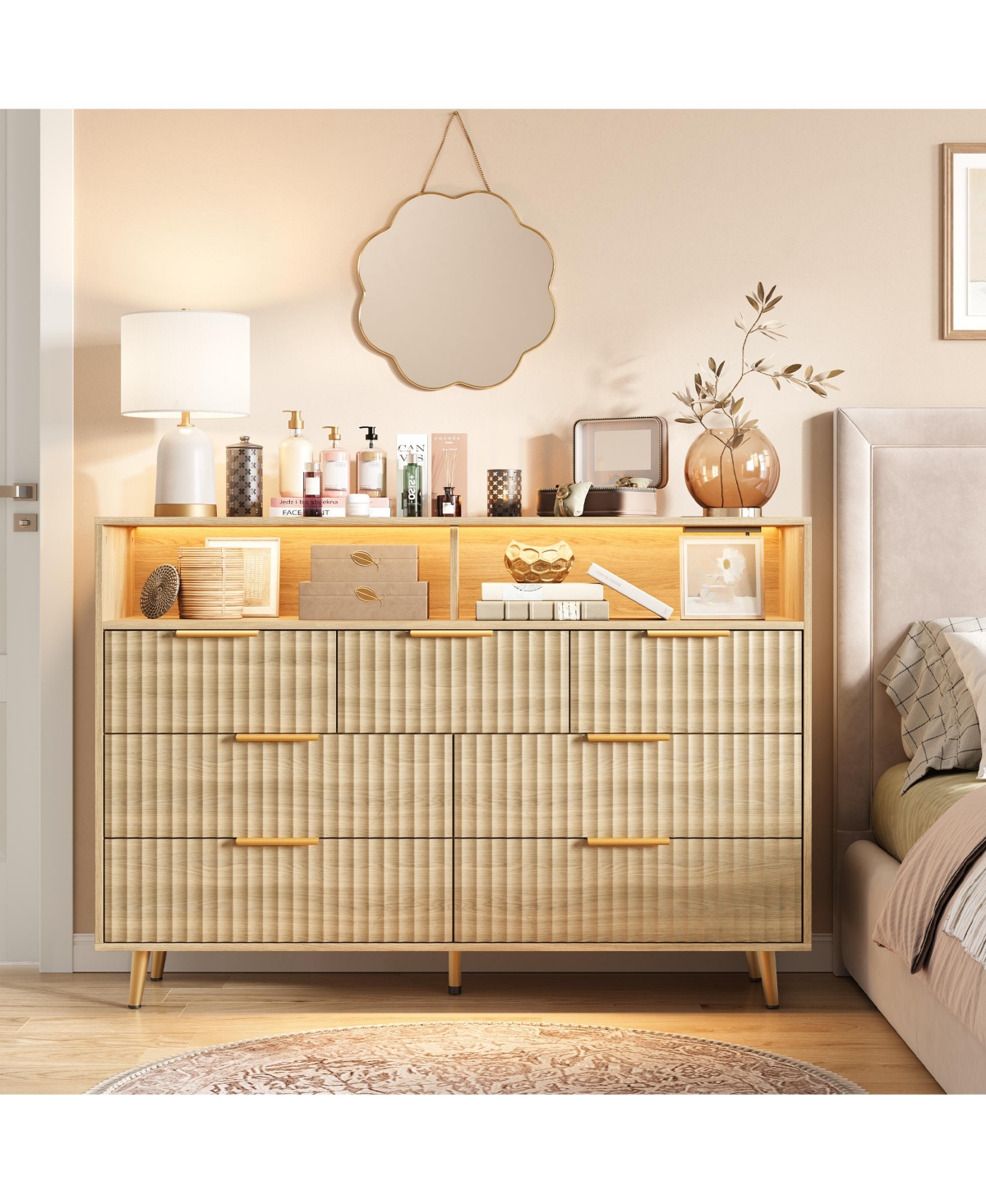 Click here for homfan 7 Drawer Fluted Dresser for Bedroom  53.9 W... prices