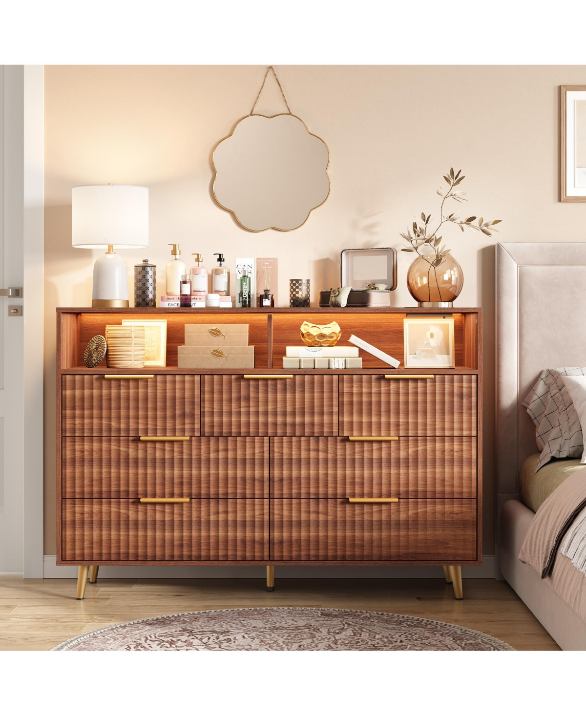 Click here for homfan 7 Drawer Fluted Dresser for Bedroom  53.9 W... prices