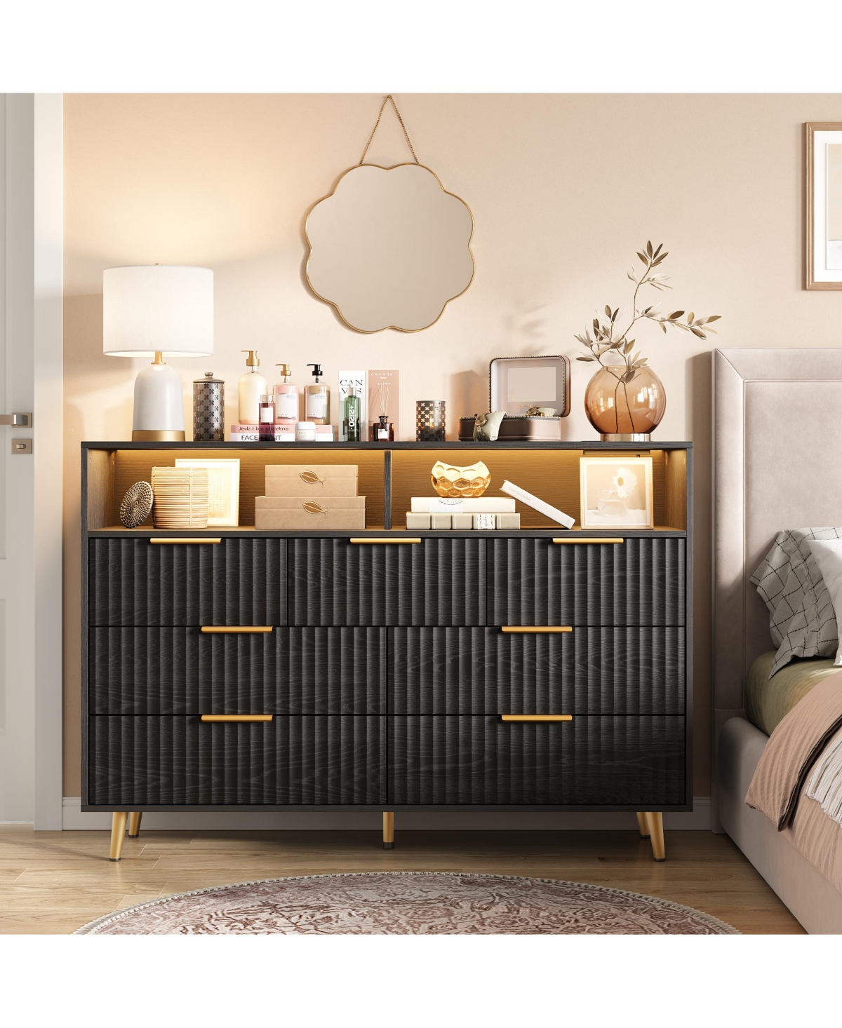 Click here for homfan 7 Drawer Fluted Dresser for Bedroom  53.9 W... prices