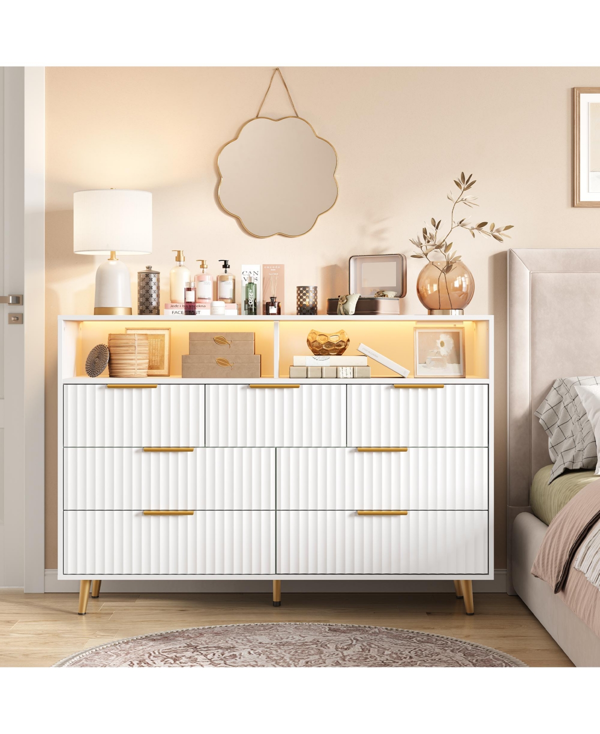 Click here for homfan 7 Drawer Fluted Dresser for Bedroom  53.9 W... prices